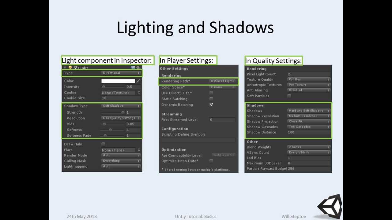 Unity Tutorial 10 - Lighting, Shadows and Quality Settings