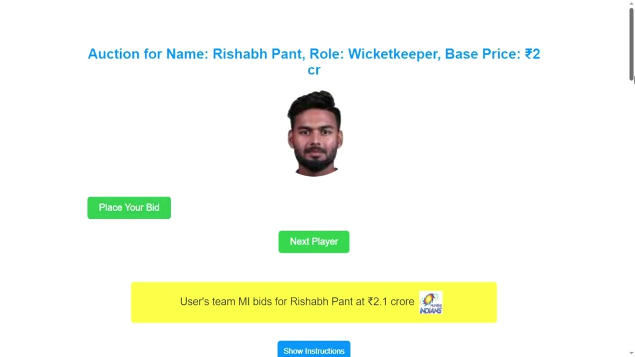 IPL Auction Game Simulation | JavaScript Web Development Project Demo