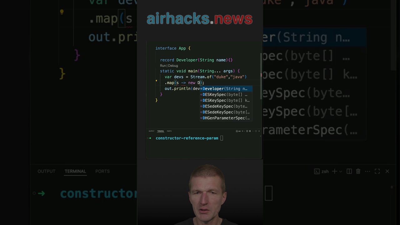 Constructor Reference 👉 Mapping String To Record #java #shorts #coding #airhacks
