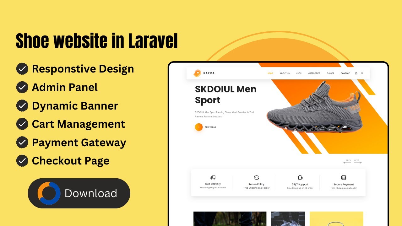 Online Ecommerce Shoes Store Website in Laravel and PHP with Source Code | Project BCA