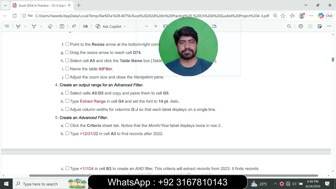 Excel 2024 In Practice - Ch 4 Guided Project 4-3 | Guided Project 4-3 - SIMnet Project
