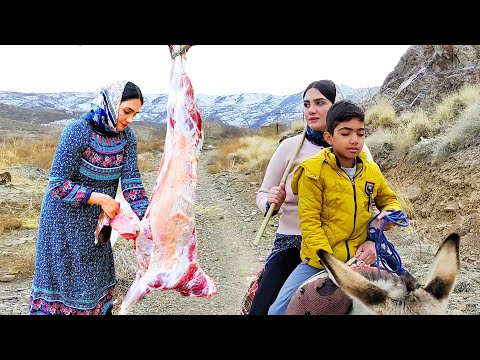 Village Lifestyle Iran: Amazing Cooking & Donkey Riding By A Girl