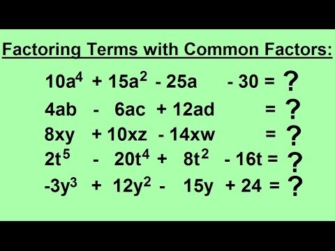 Algebra - Factoring by using terms with common factors