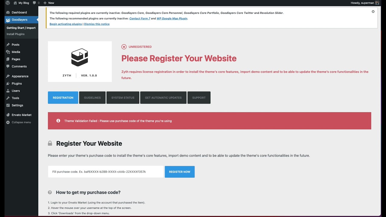 Zyth - Theme installation
