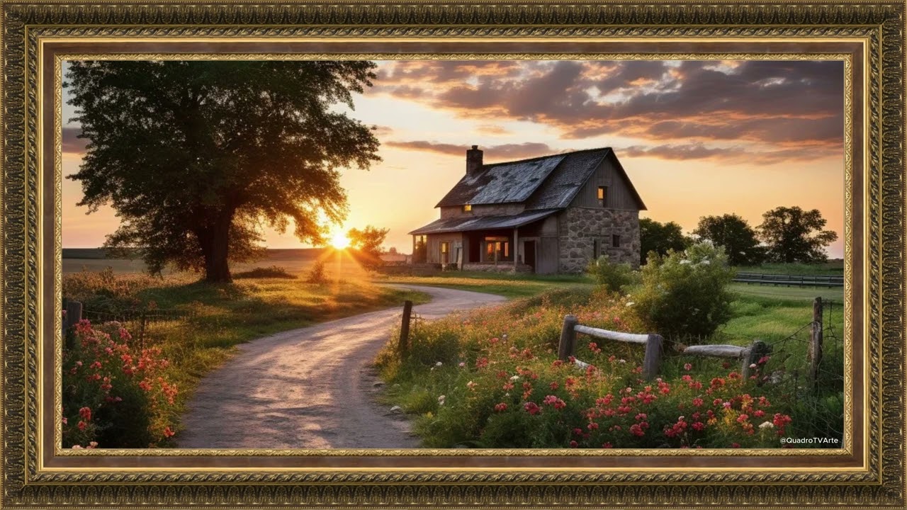 Por do Sol No Campo - Quadro Para TV
