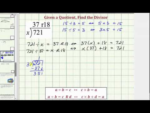 Find the Divisor Given a Quotient with a Remainder | Math Help from ...