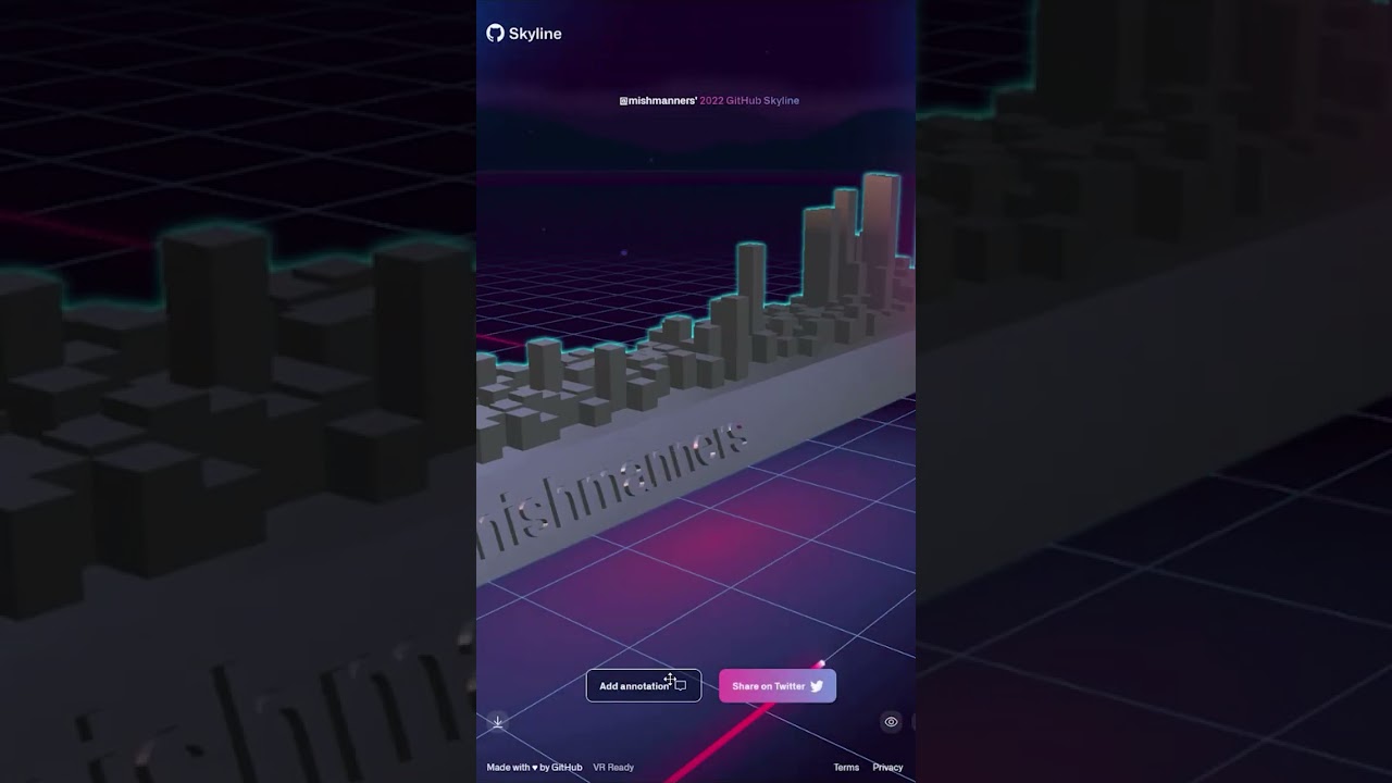 GitHub Skyline: your GitHub contributions in 3D #shorts