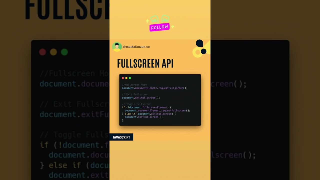 Javascript, Fullscreen API #javascript #shorts