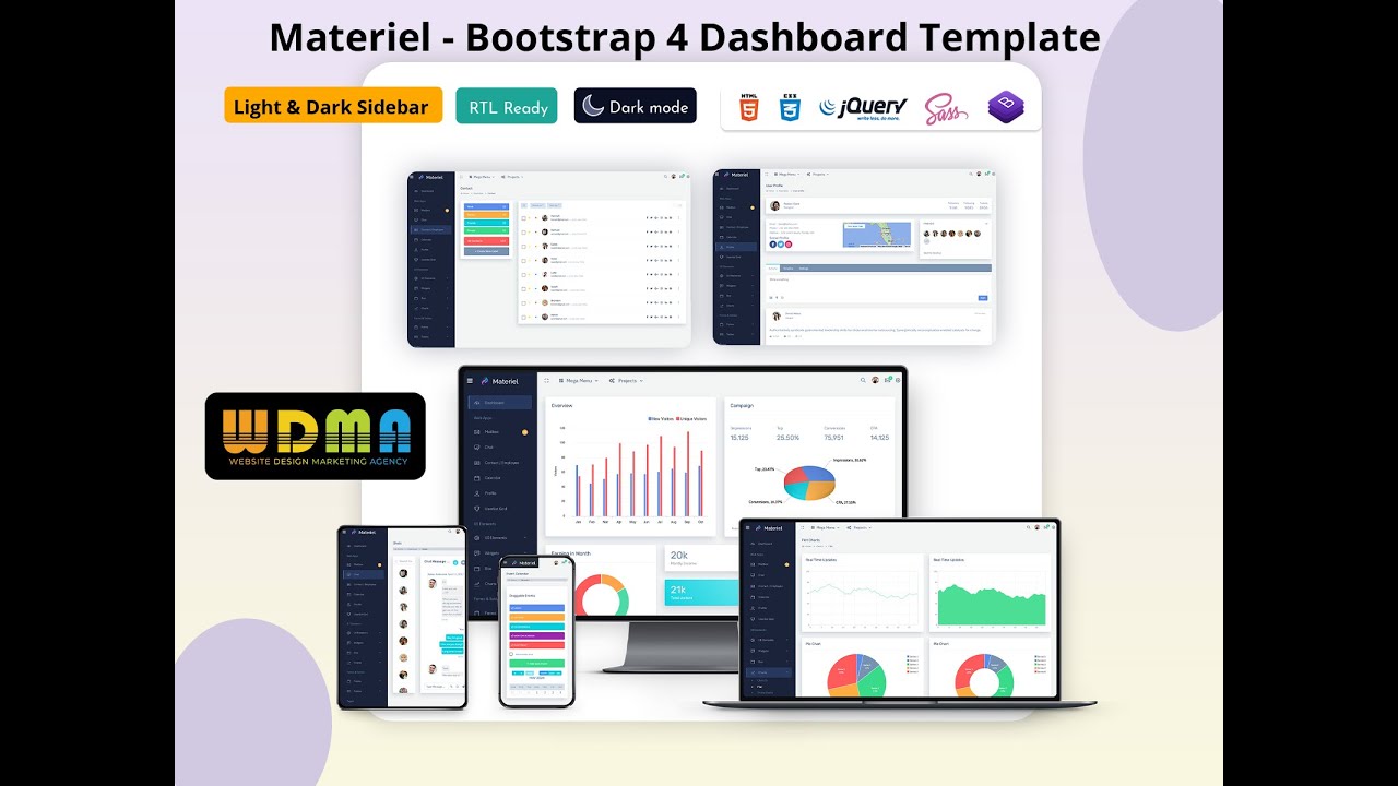 Bootstrap Admin Template With Dashboard UI Kit – Material