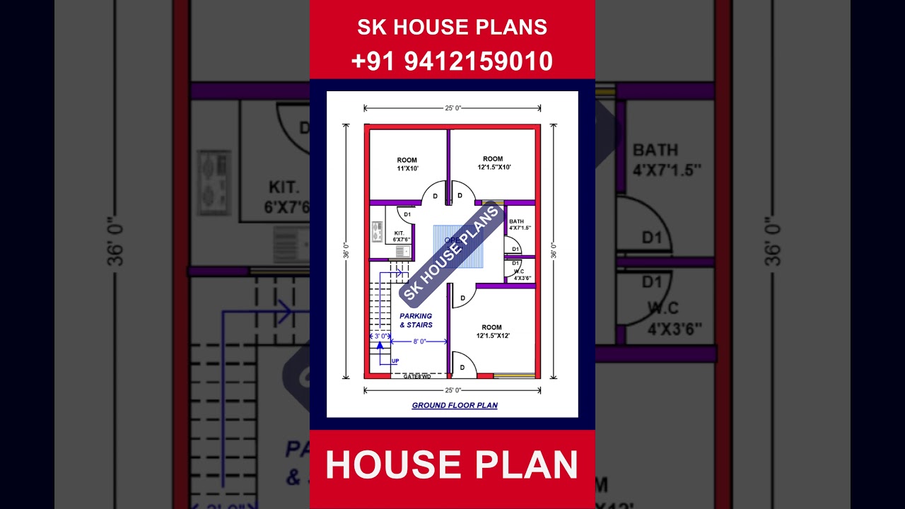 New 100 Gaj Home Design With Parking / 900 Sqft by SK House Plans {Serial Number 1785}