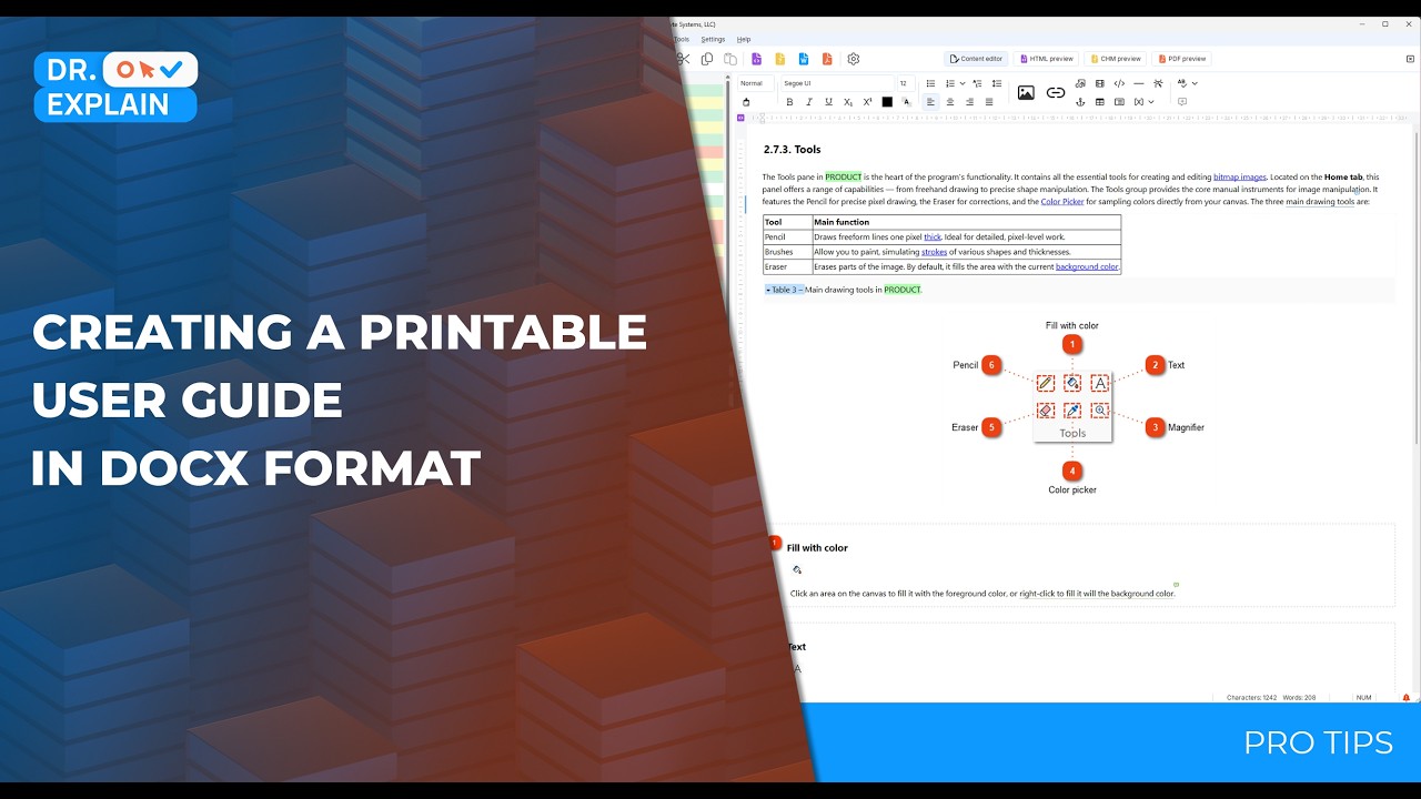 How to create a printable user guide in DOCX format with Dr Explain 7