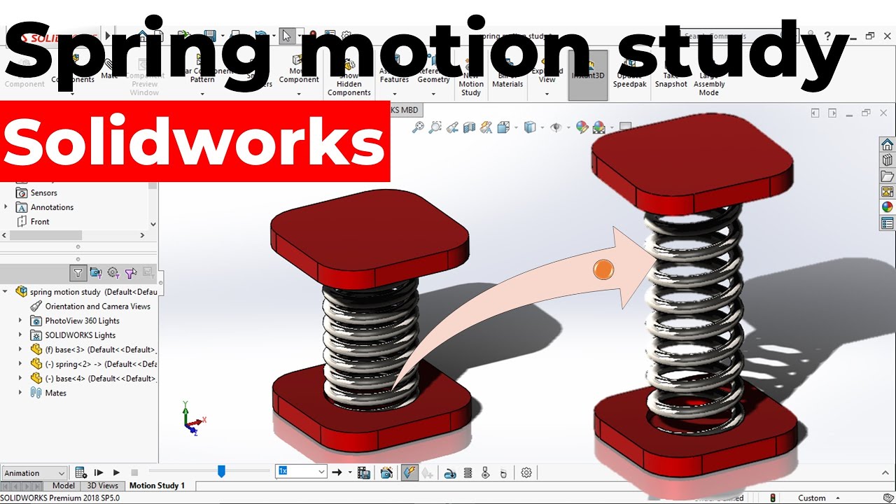 #solidworks Spring Animation |motion study in #solidworks