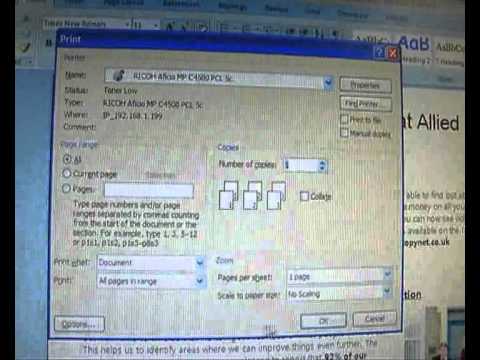 Print via a PCL driver on a Ricoh multifunctional copier -- demonstration by Allied Office Machines