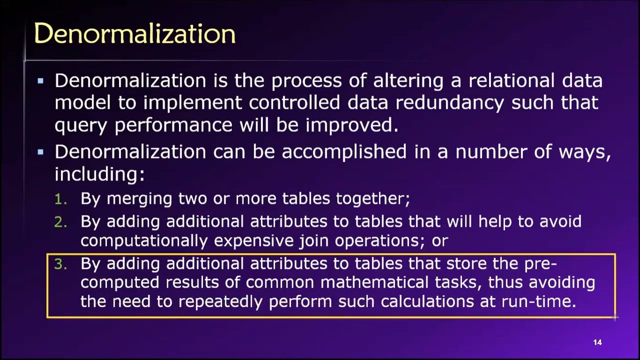 Topic 05, Part 03 - Denormalization