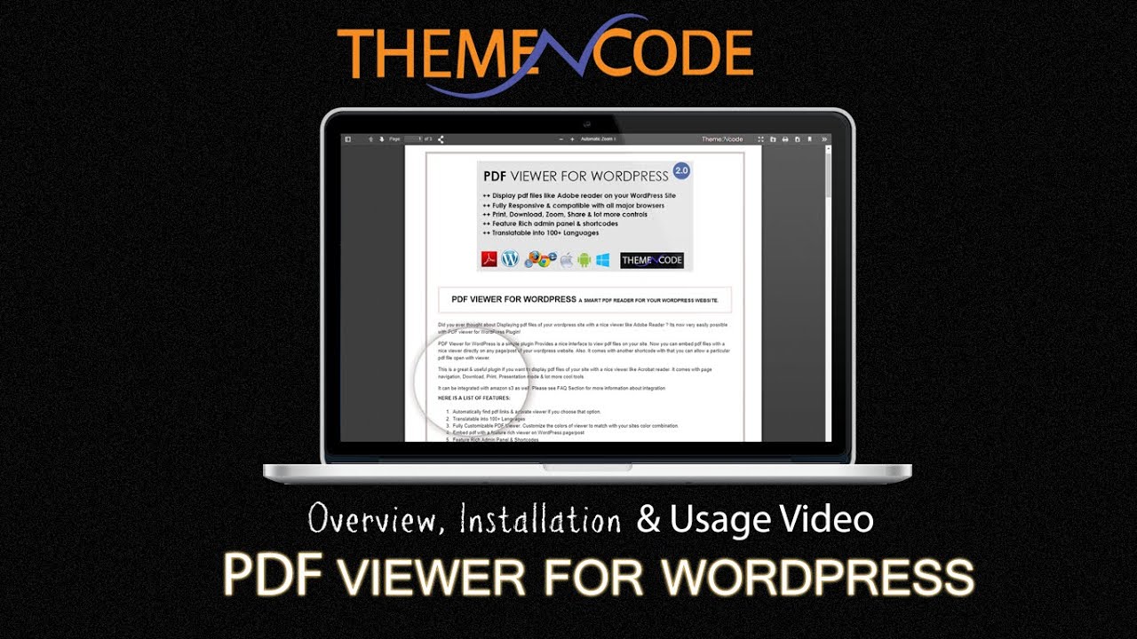PDF Viewer for WordPress Plugin Overview, Installation & Usage Video