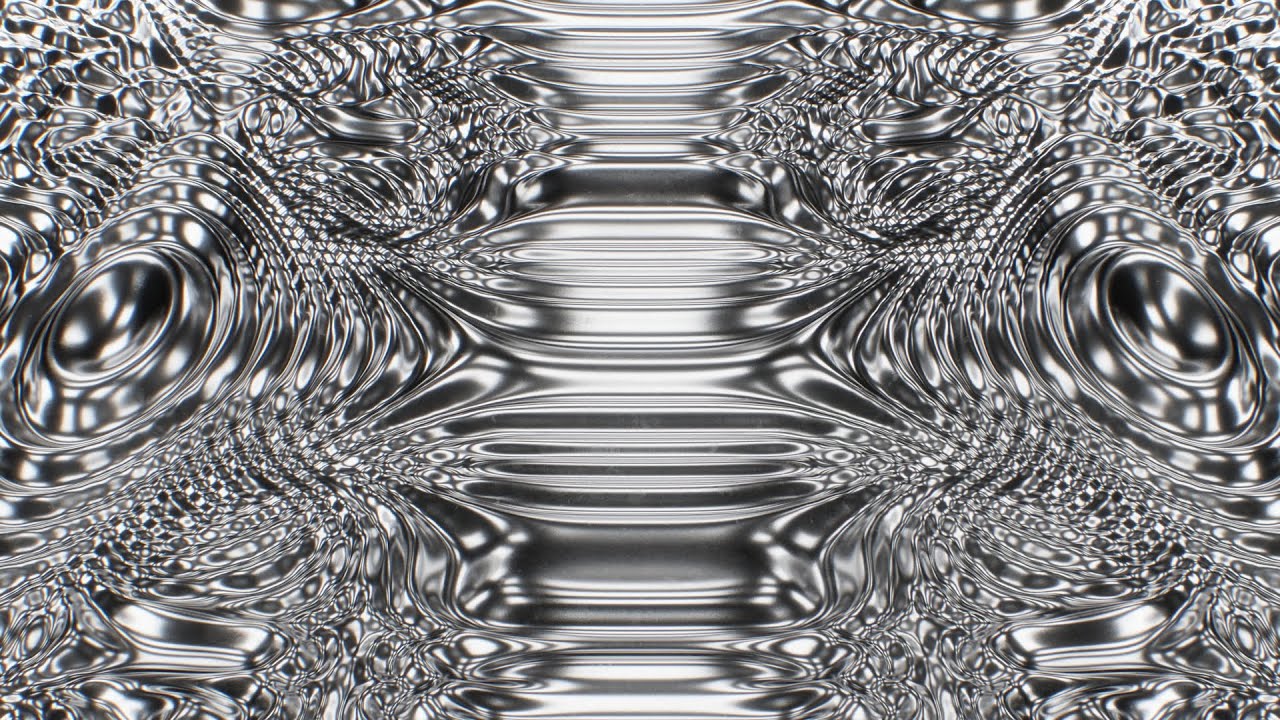 Mesmerizing Liquid Waves of Shiny Metallic Silver Flowing 3D Pattern 4K DJ Visuals Loop Background