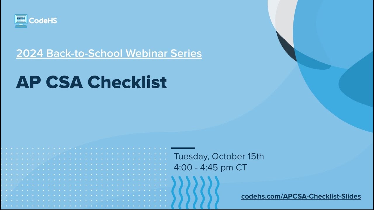 AP CSA Course Checklist