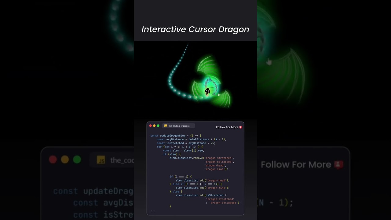 Dragon Cursor Effect  #javascript #animation #dragon #code #effectpython