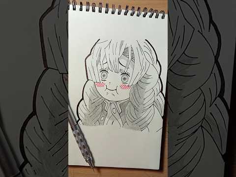 Drawing MITSURI KANROJI 😊🥰😋 #animedrawing #demonslayer #shorts