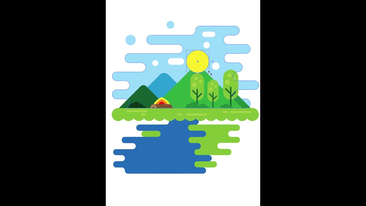 Landscape Flat Illustration How to Draw #illustrator #shorts #illustration #art