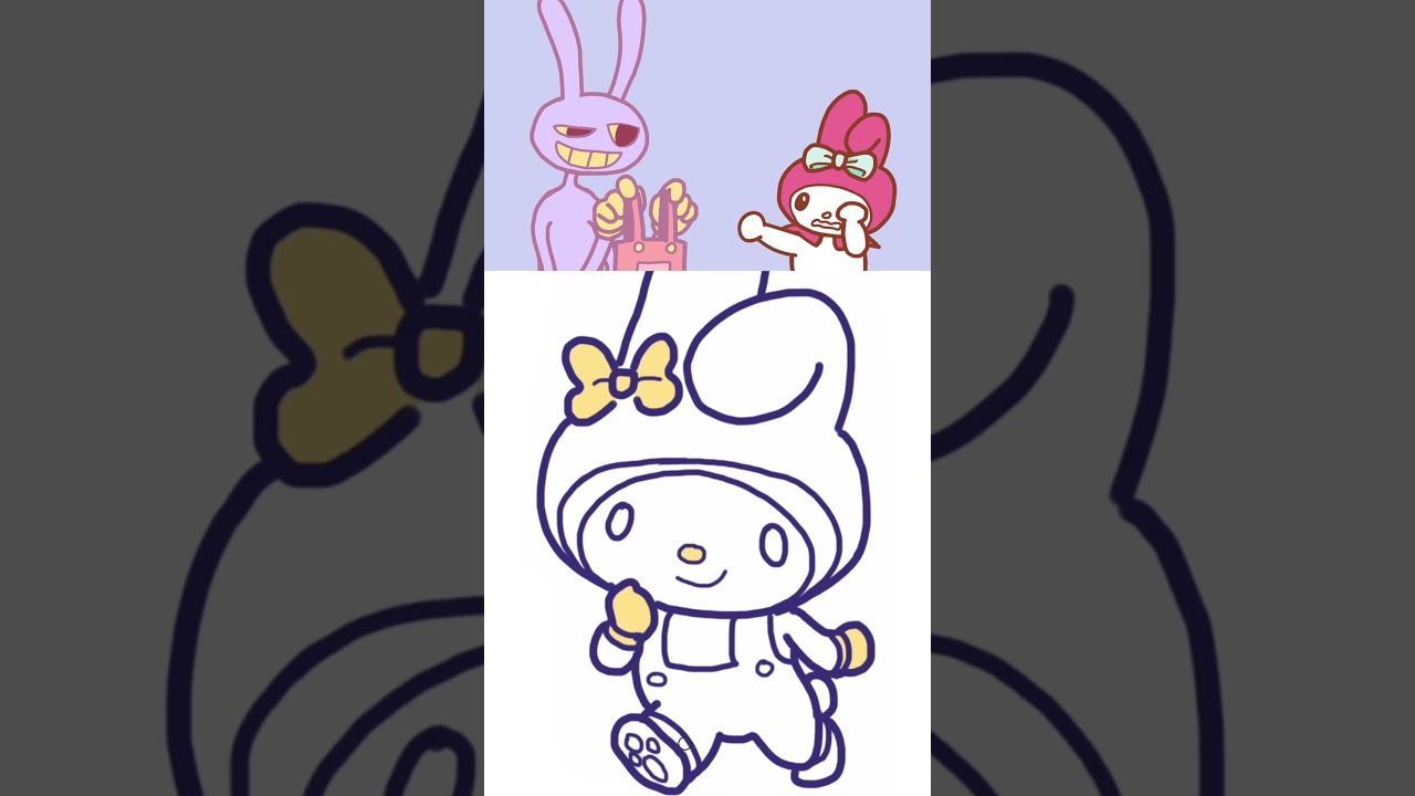 How to draw My Melody in Jax costume (Sanrio x The Amazing Digital Circus)🎪 ジャックス x マイメロディ