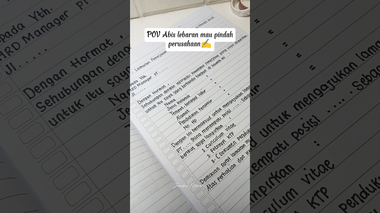 Contoh Surat Lamaran Kerja Tulisan Tangan #surat #lamarankerja #career