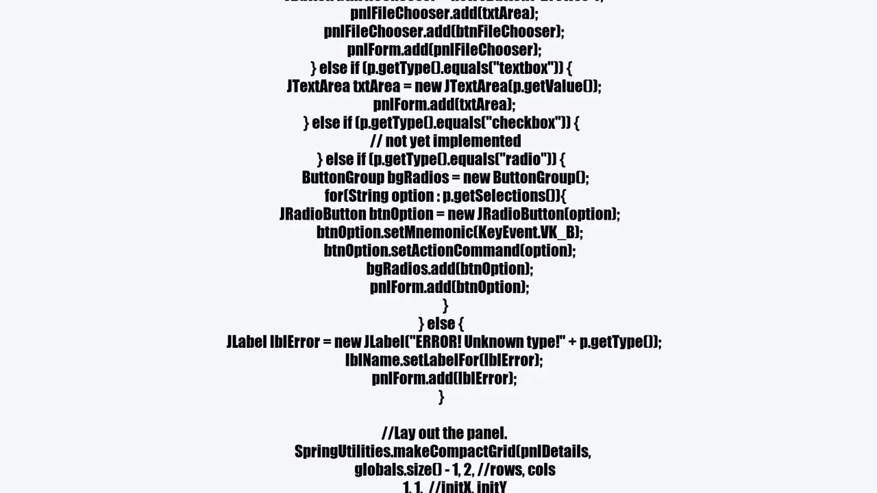 Java Swing Complex Form - SpringLayout