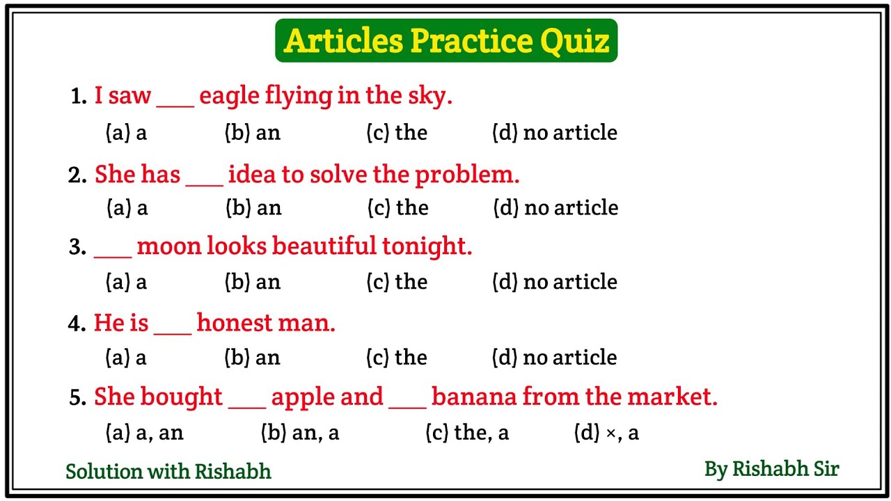 Mastering Articles in English: A Comprehensive Practice Set | Galaxy.ai