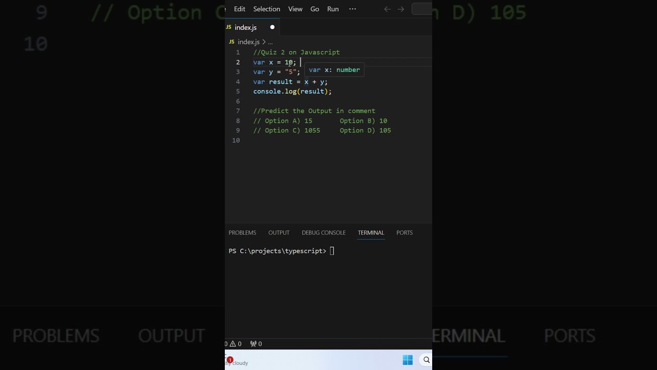 JavaScript Magic: Adding Numbers and Strings || JavaScript Placement #shorts #shortvideo