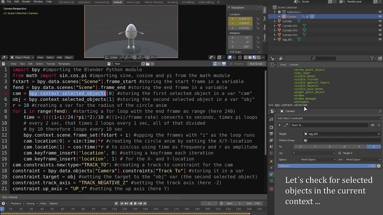 Blender 2.8 - Python API meet & greet - simple turntable cam