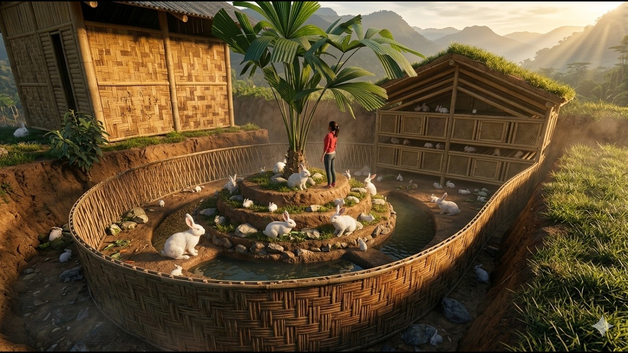 Self-Sufficient Living: Building Wooden Rabbit Cages in the Forest |Magical innovation|