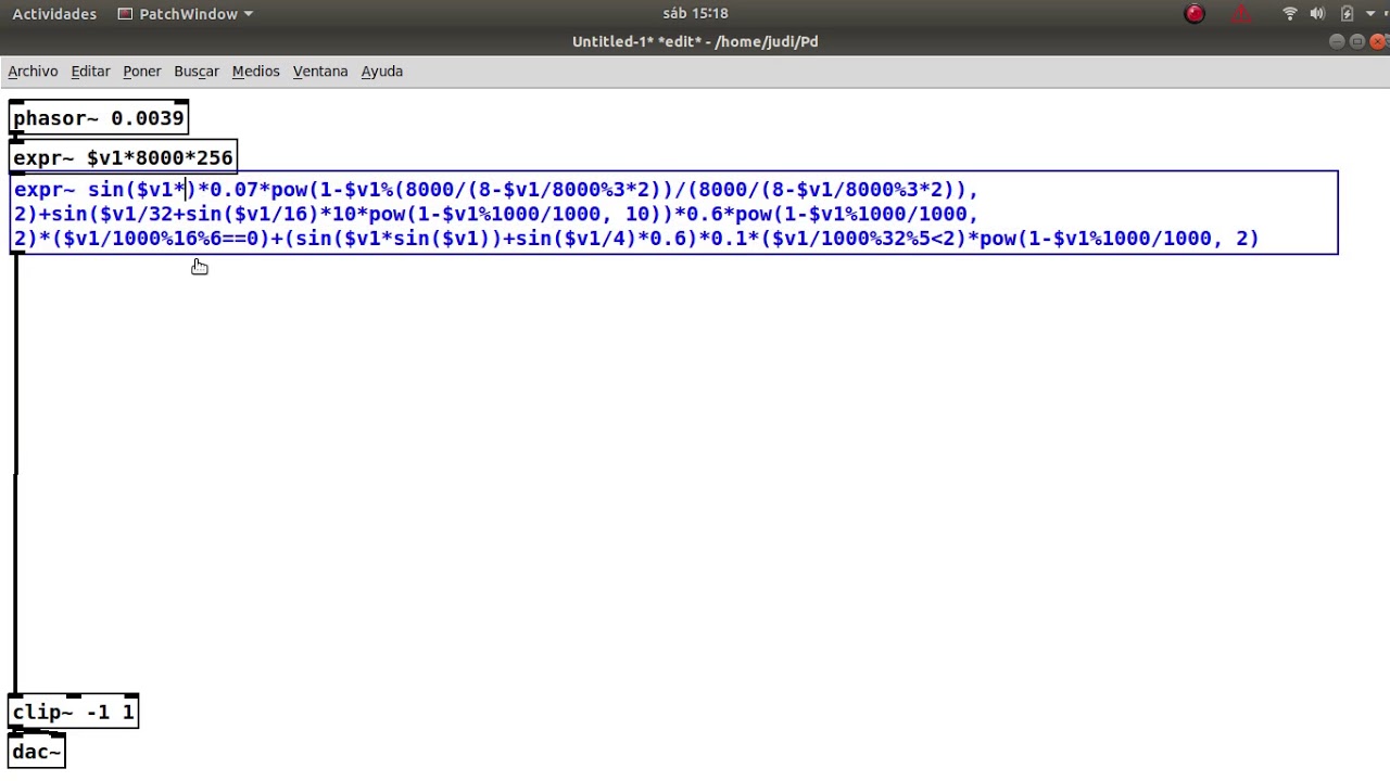 Live coding in Pure Data with expr object (failed tutorial)