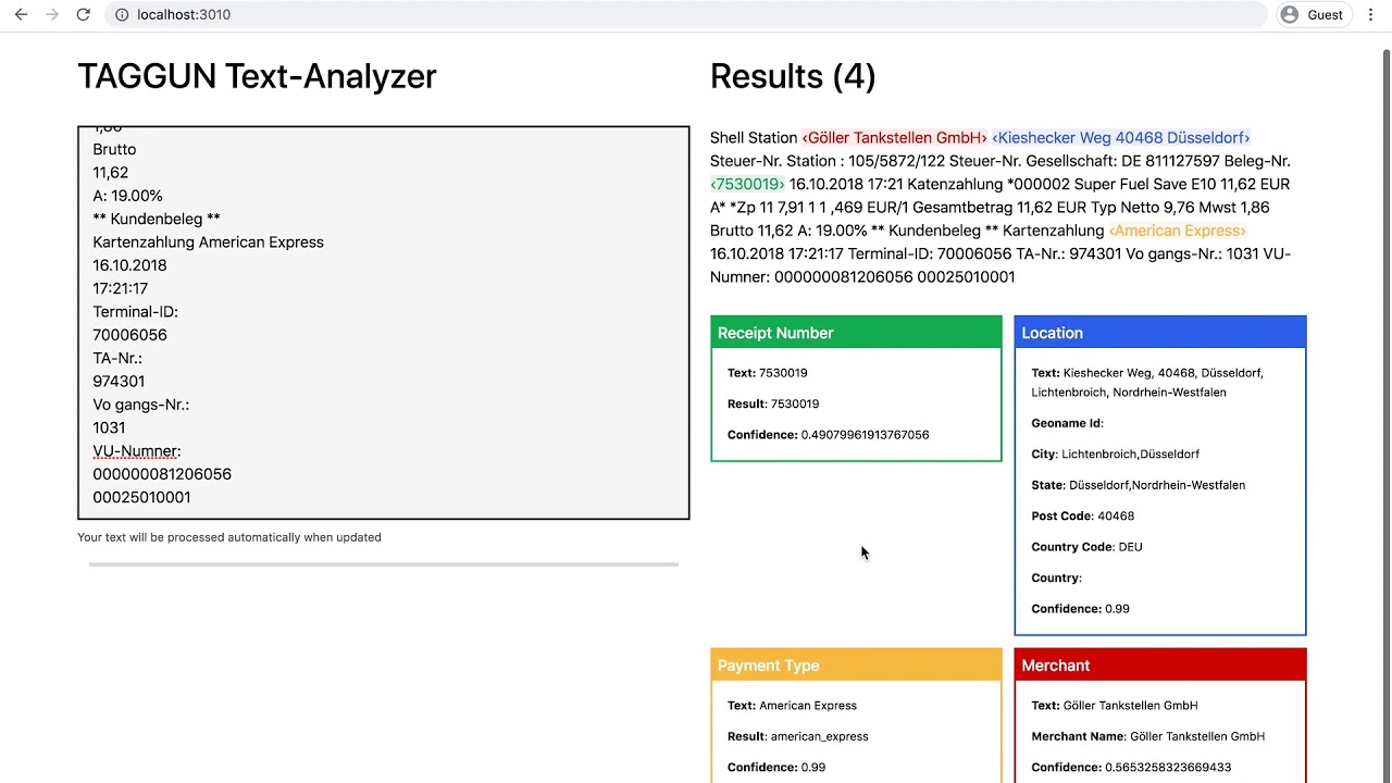 TAGGUN Engineering - Text-Analysis Demo