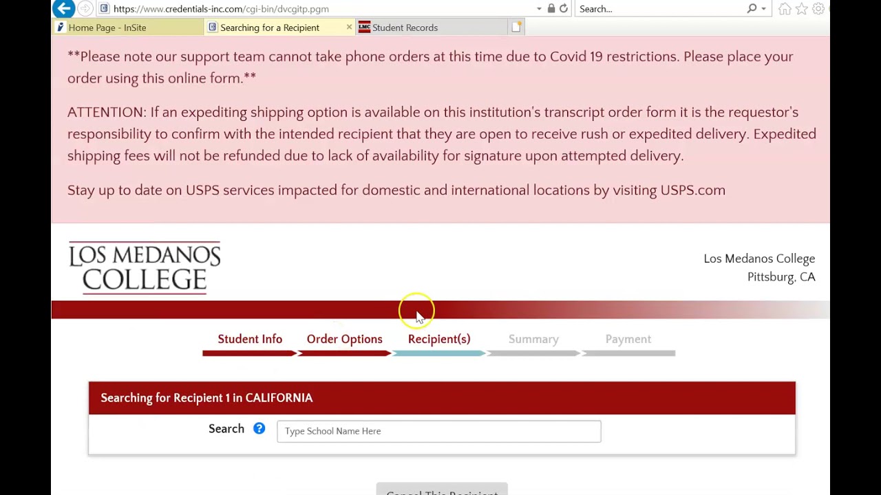 Transcript Request Walkthrough