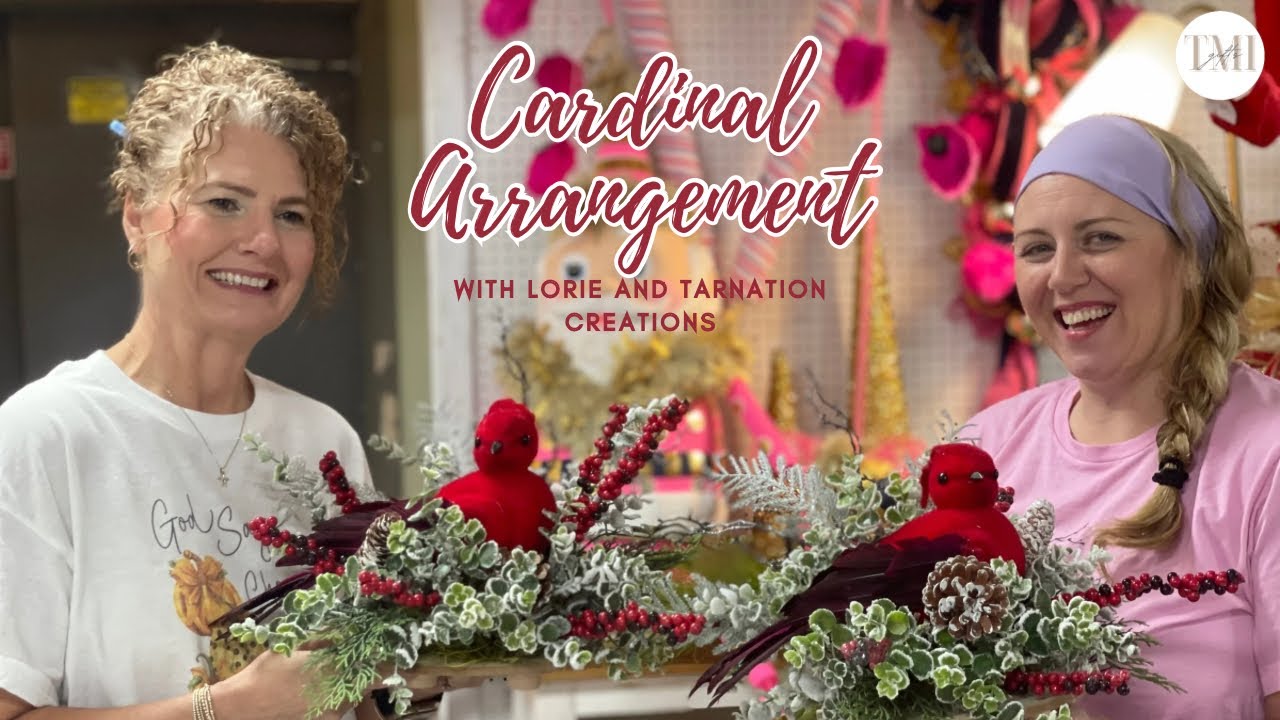 CARDINAL CHRISTMAS ARRANGEMENT WITH LORIE AND TARNATION CREATIONS