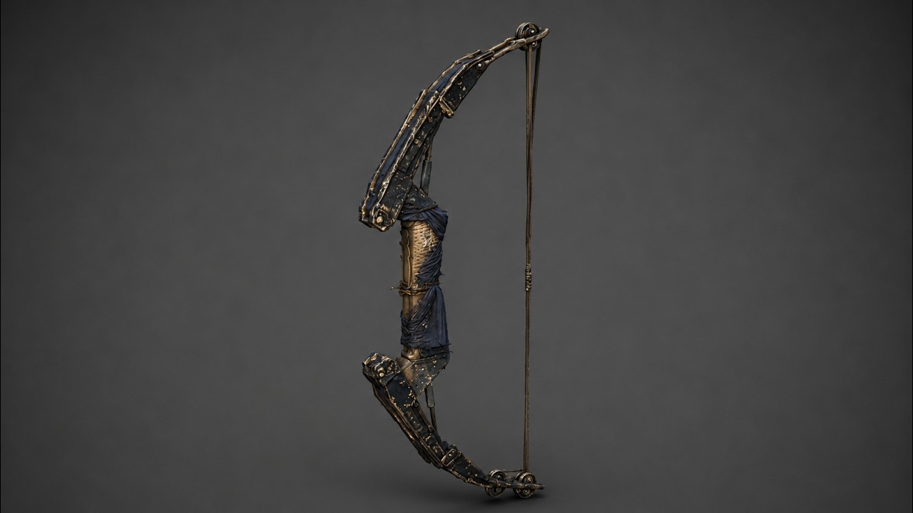 Elite Gothic Compound Bow 3D Model  - High-Fidelity 4K PBR - 1.5M Polys