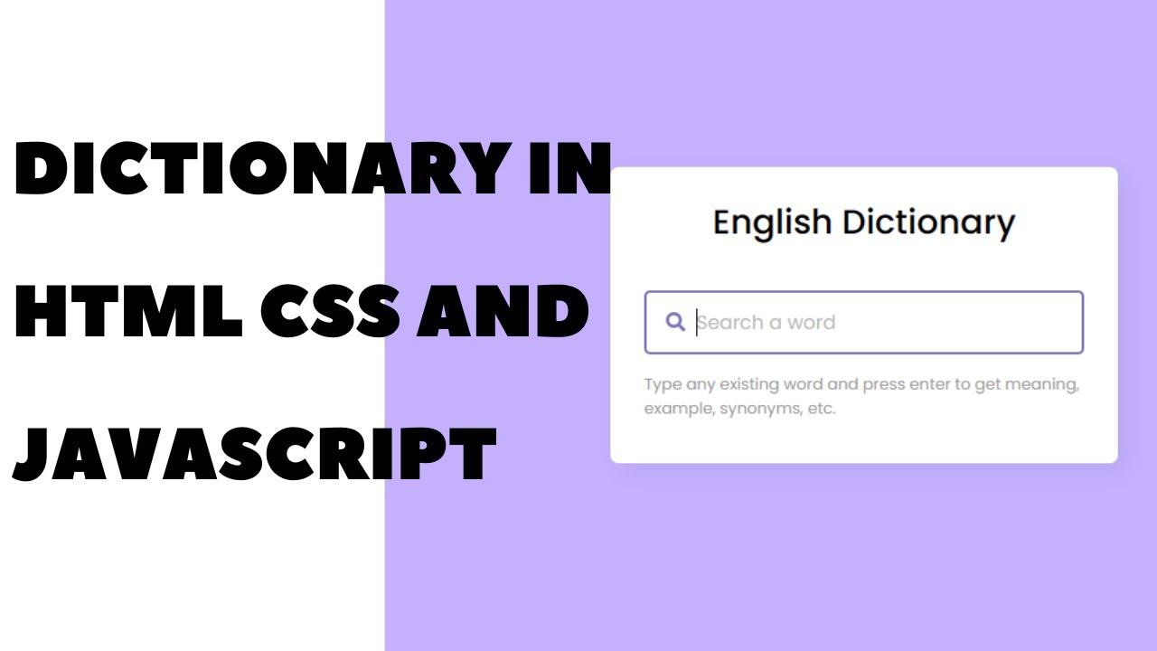 Create your own dictionary app in html css and javascript |Source code