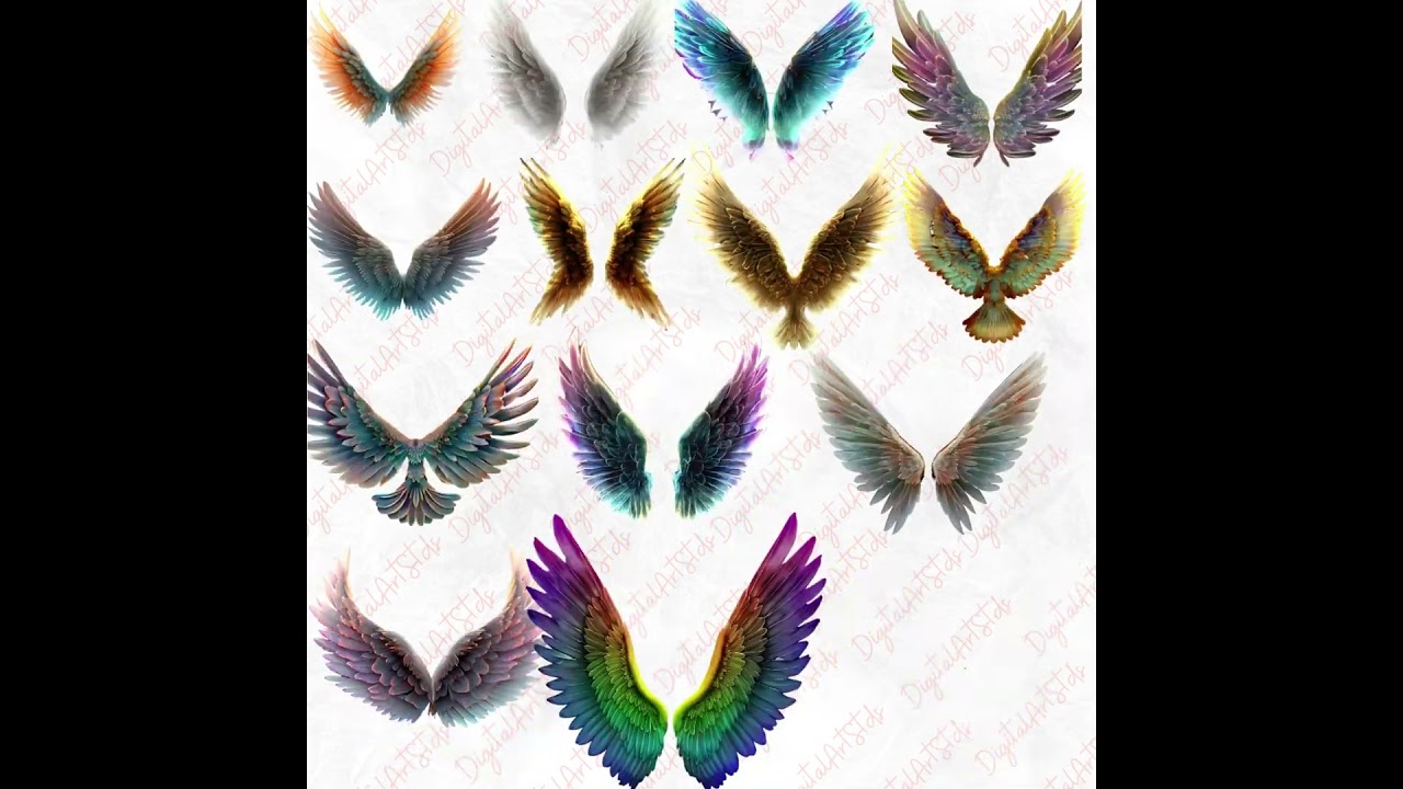 Magical Angelic Wings Bundle - 106 Clipart Designs, Digital Backdrops, Fairy Wings, Halo Clipart