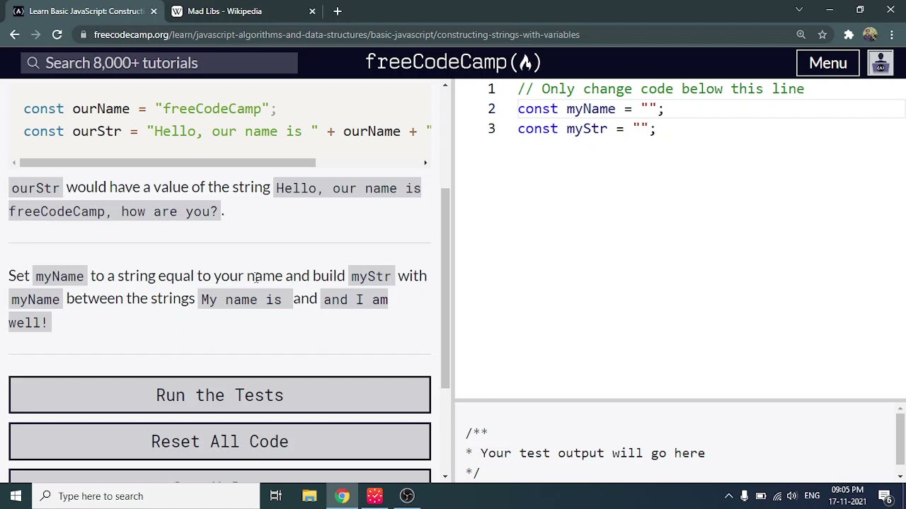 Constructing Strings with Variables - Freecodecamp.org | Video 30 | Basic JavaScript