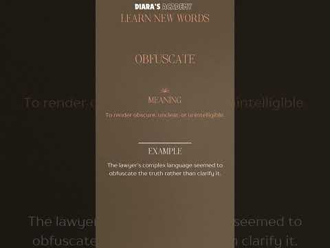 What does the word Obfuscate mean? @Diarasacademy