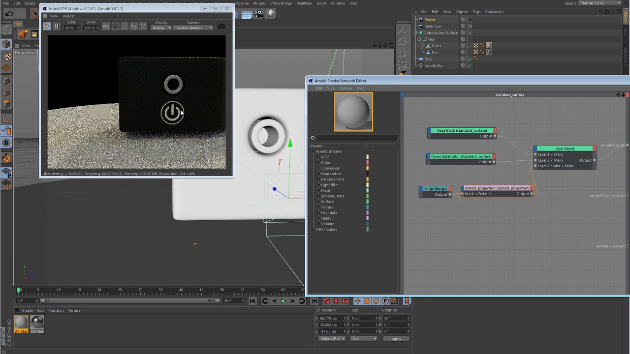 Cinema 4D Tutorial - Arnold - Applying labels with camera projection