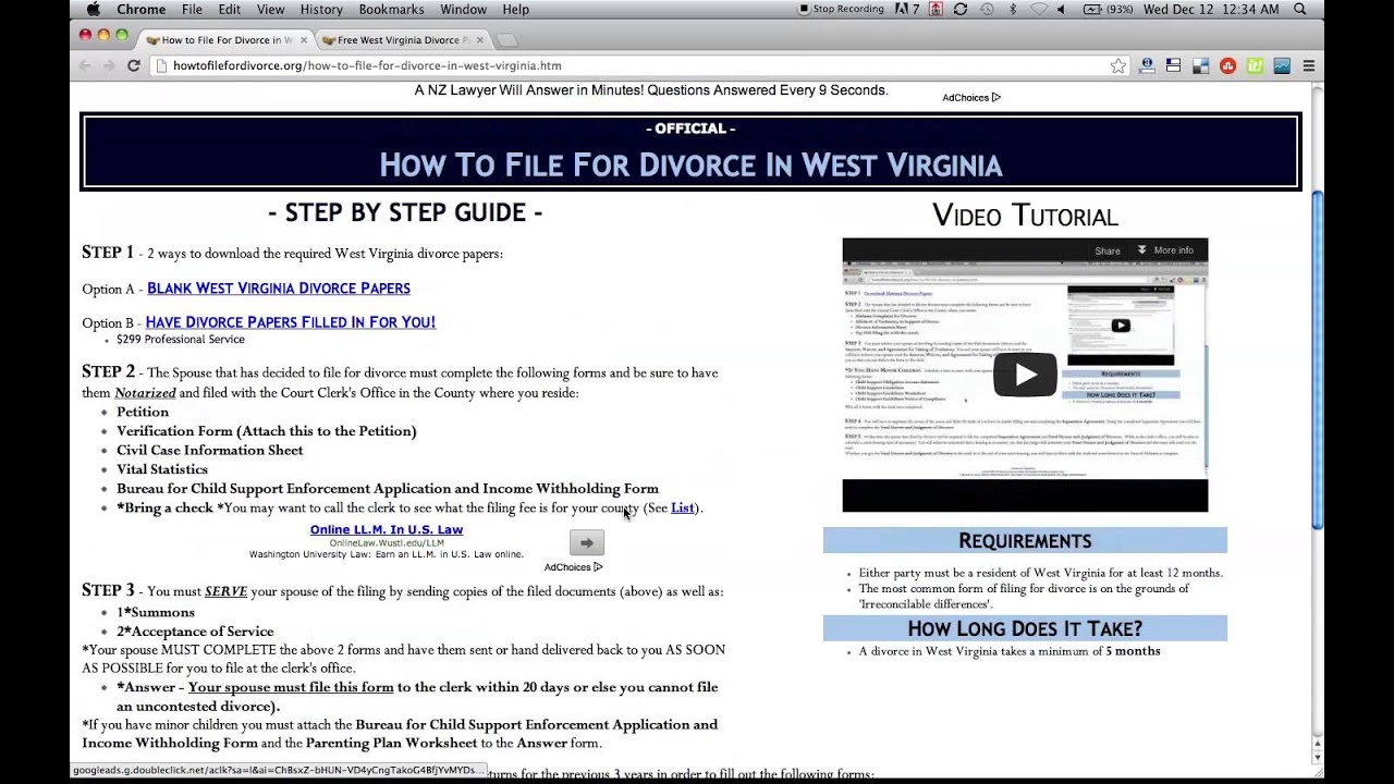 Free West Virginia Divorce Papers and Forms