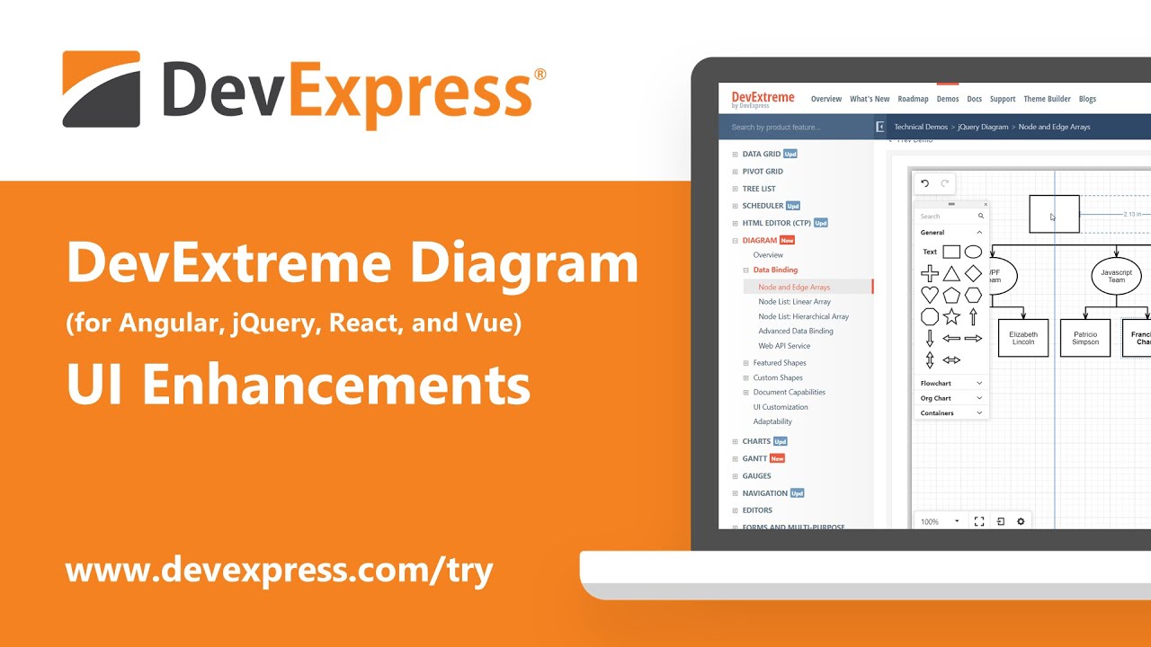 DevExtreme Diagram for Angular, jQuery, React, and Vue: UI Enhancements