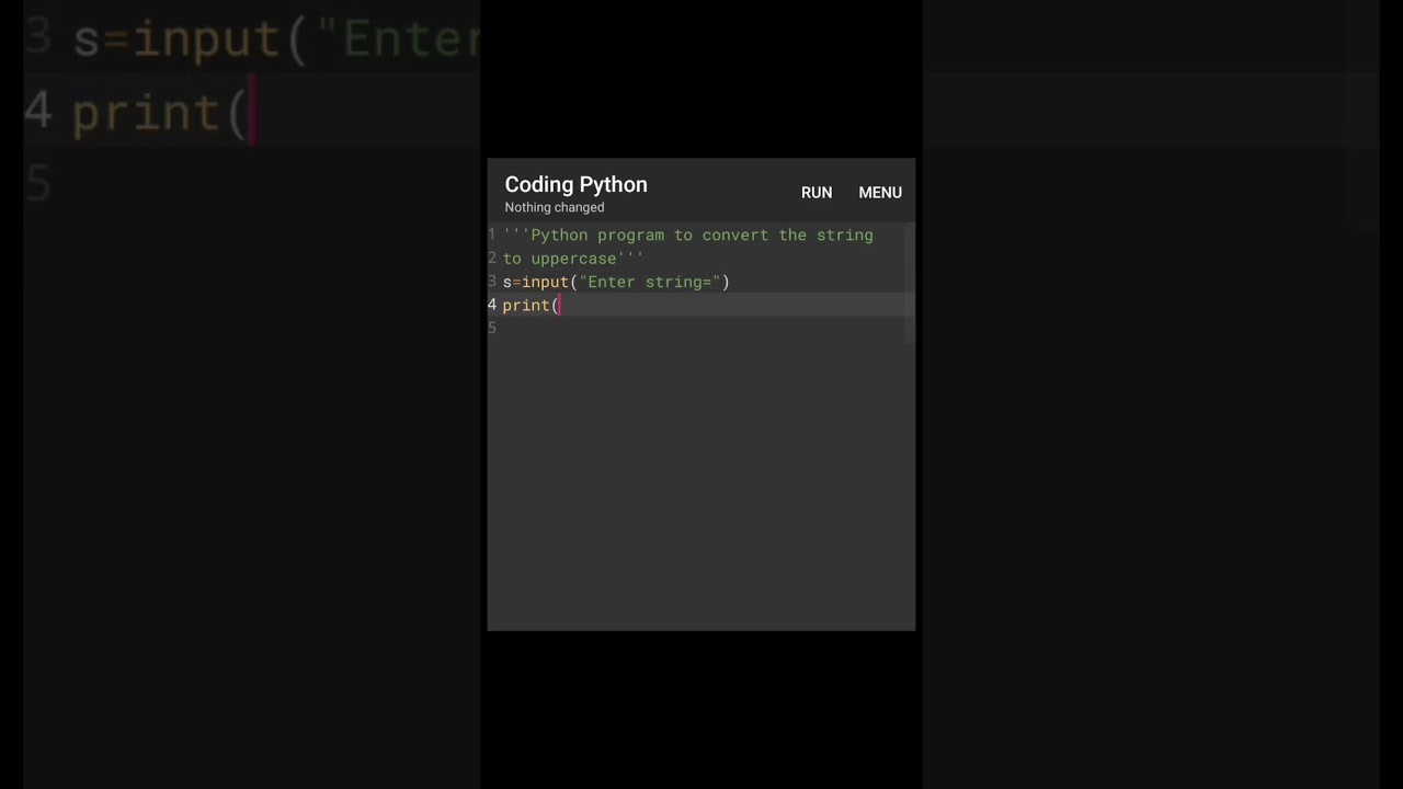 How to convert string to upper case in Python#pythontutorialsforbeginners #ytshorts#trendingshorts