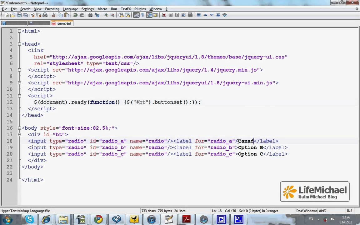 Radio Buttons in jQuery