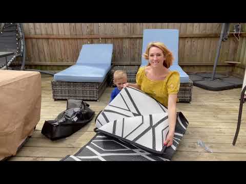 Review of joybest Outdoor Rugs 9x12 FT for Patios Clearance, RV Reversible Mat