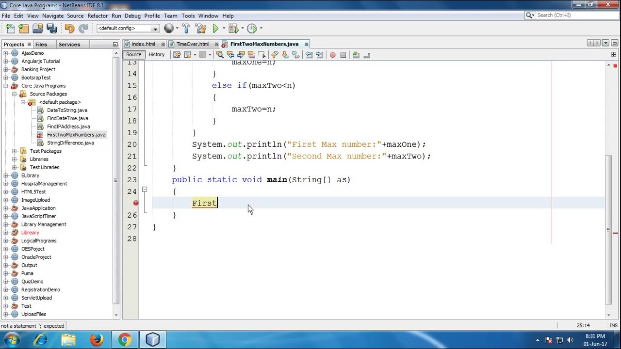 Java program to find  top two maximum number in an array