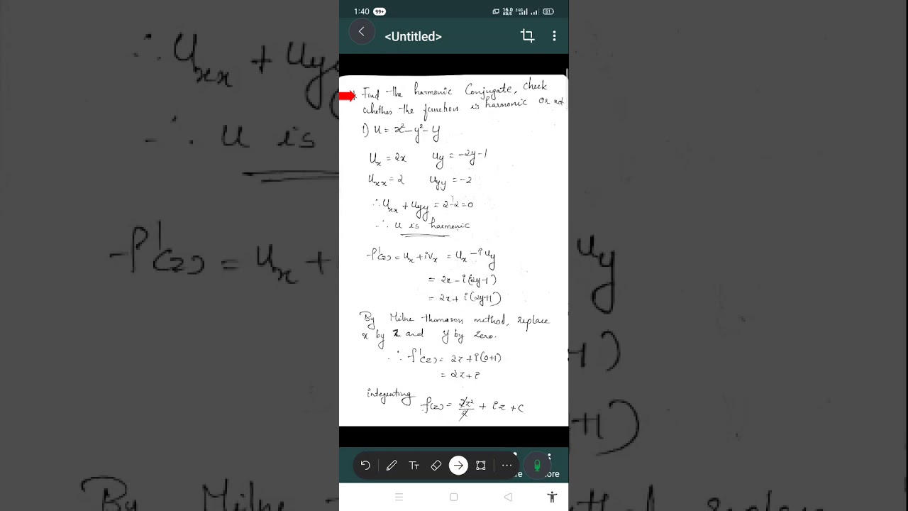 MAT201-Module 3 - Harmonic Conjugate problem 2