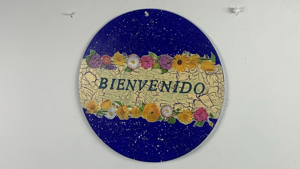 Letrero circular, Ideal para la entrada de la casa, Diy, Artesanato, Cartón, Mdf, Craquelado