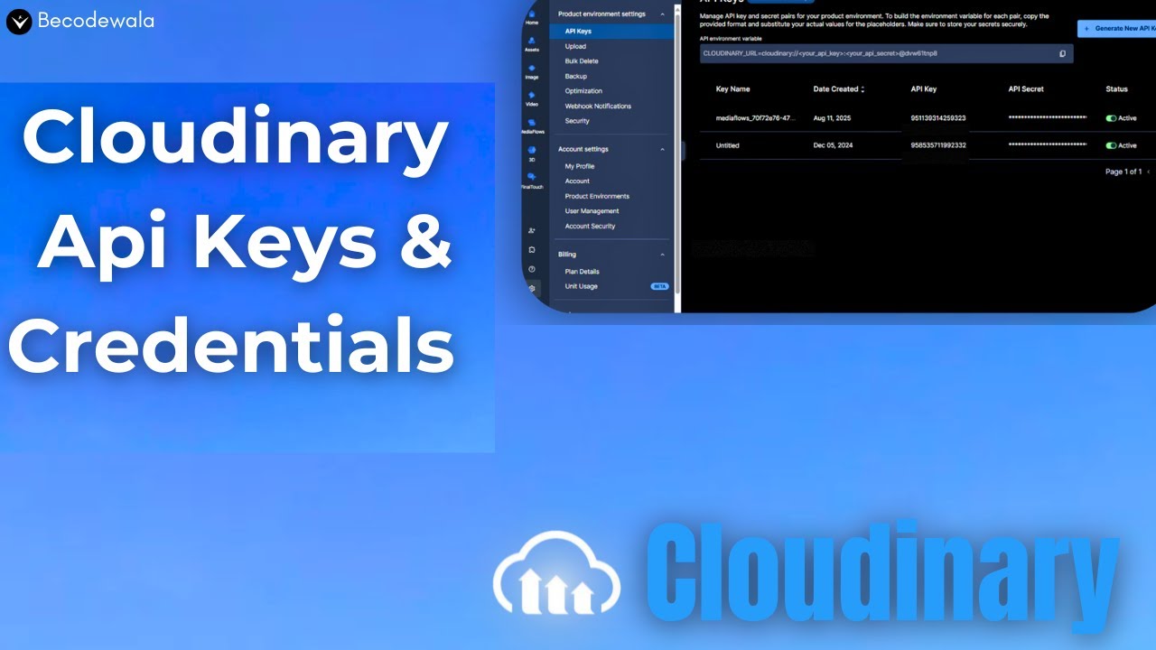 Finding Your Cloudinary API Key, Cloud Name, and Credentials - Becodewala | Get Cloudinary api key
